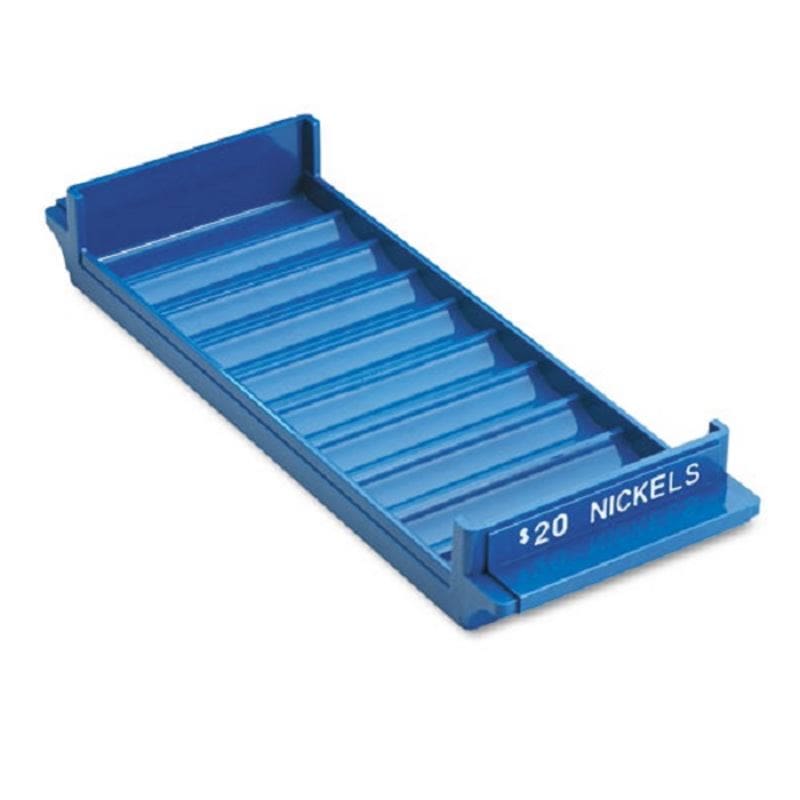 MMF Blue Plastic Rolled Coin Storage Trays for Nickels